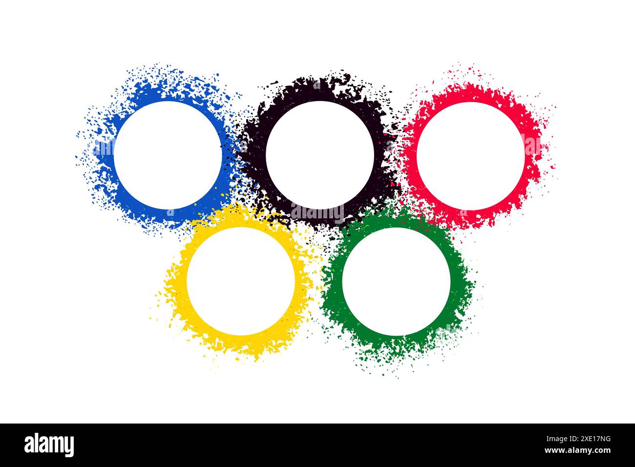 Paris, France - June 25, 2024: Olympic rings in form of colorful powder ...