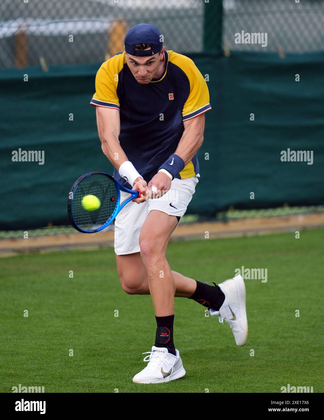Jack Draper during a training session at the All England Lawn Tennis ...