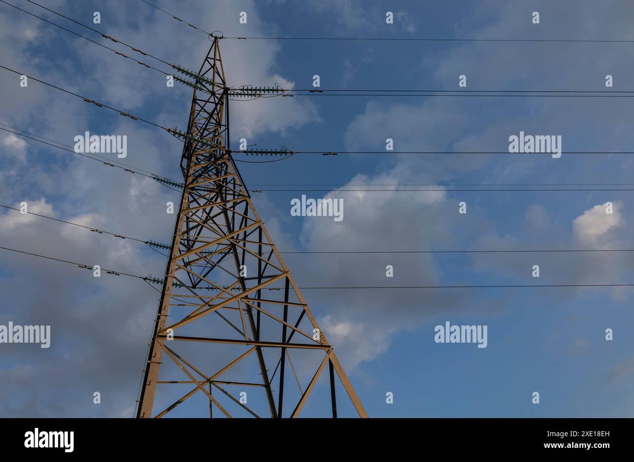 High voltage electric tower line pylon for distribution of electricity ...