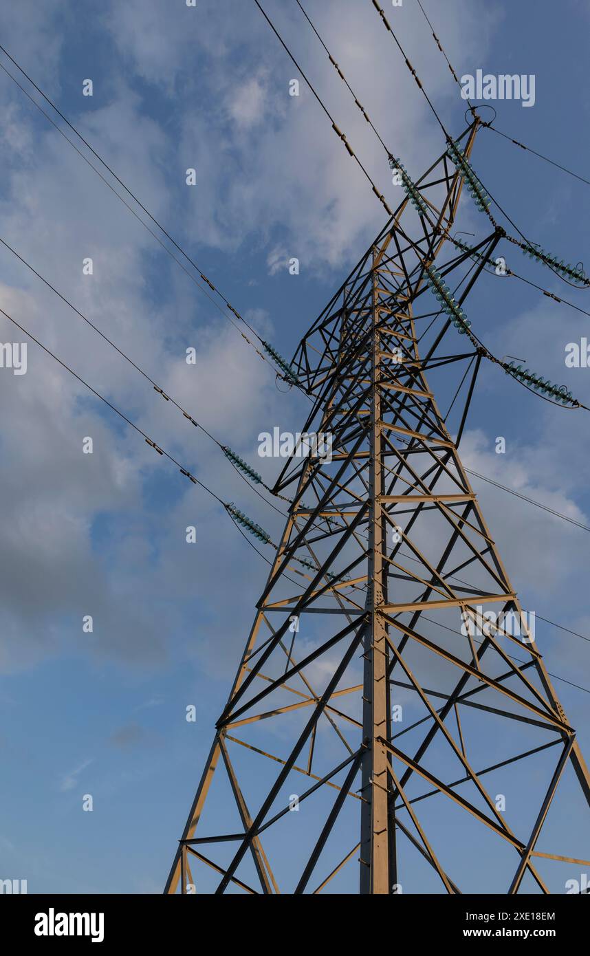 High voltage electric tower line pylon for distribution of electricity ...