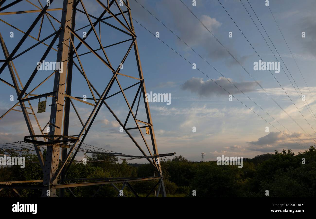 High voltage electric tower line pylon for distribution of electricity ...