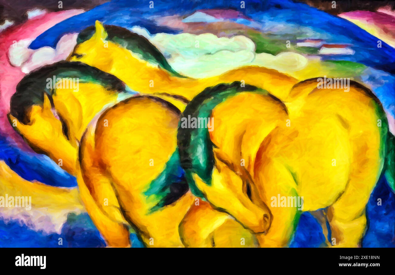 The Little Yellow Horses, 1912 (painting) by Artist Marc, Franz (1880 ...