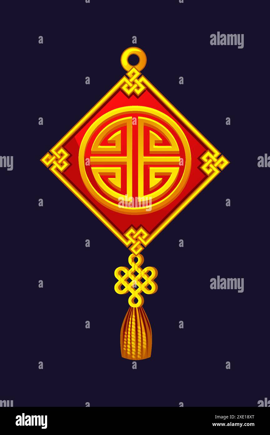 Chinese amulet with knot. Empty red lucky charm Stock Vector Image ...