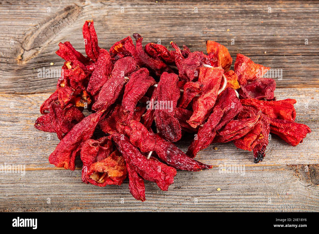 Organic dried sweet bell pepper. Dried peppers hanging in a close-up of ... Organic dried sweet bell pepper. Dried peppers hanging in a close-up of ...