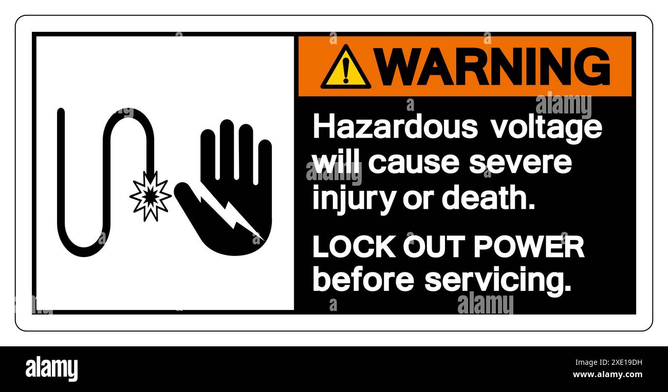 Warning Hazardous voltage will cause severe injury or death Symbol Sign ...