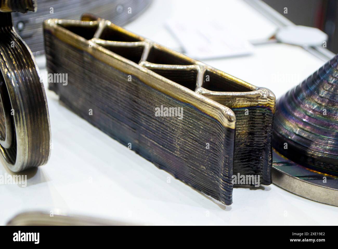 Object printed by 3D printer from metal. Additive manufacturing ...