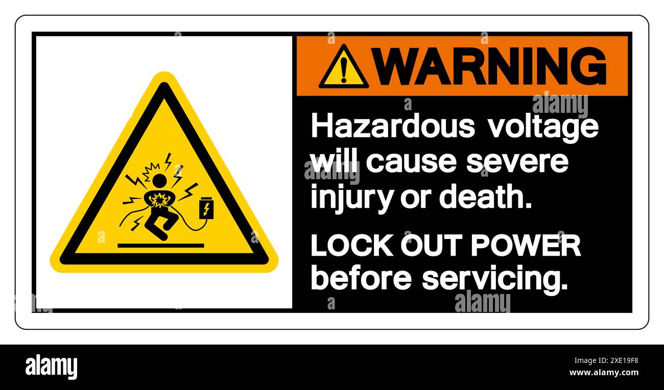 Warning Hazardous voltage will cause severe injury or death Symbol Sign ...