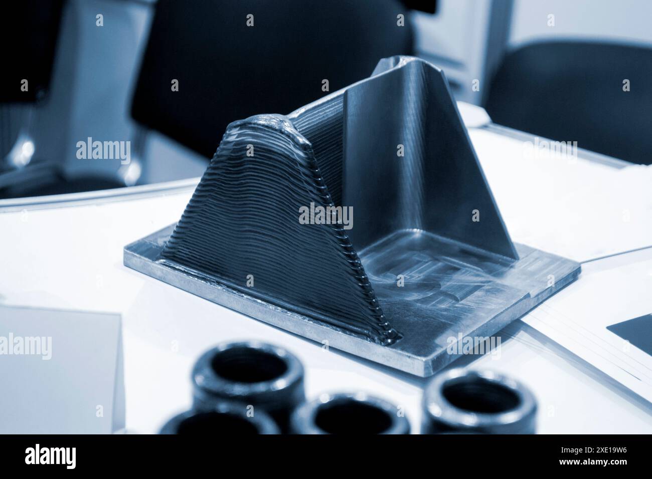 Object printed by 3D printer from metal. Additive manufacturing ...