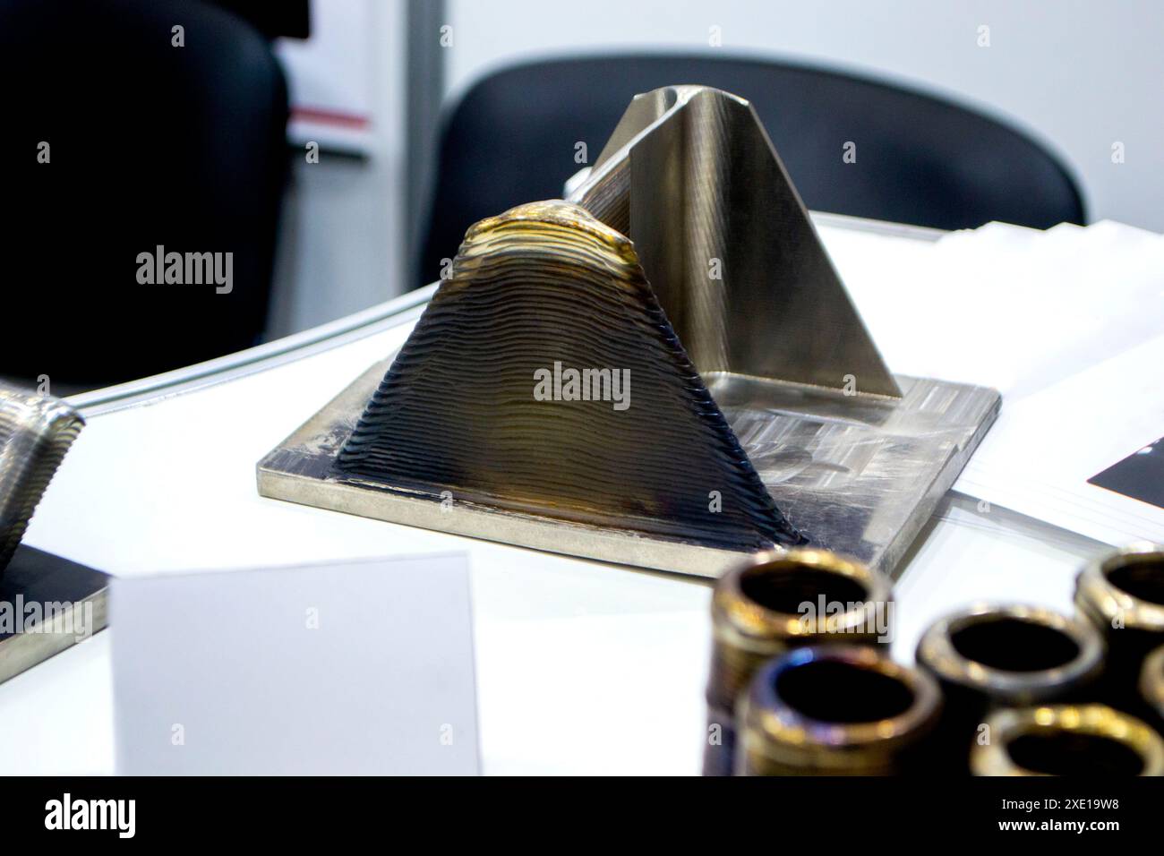 Object printed by 3D printer from metal. Additive manufacturing ...