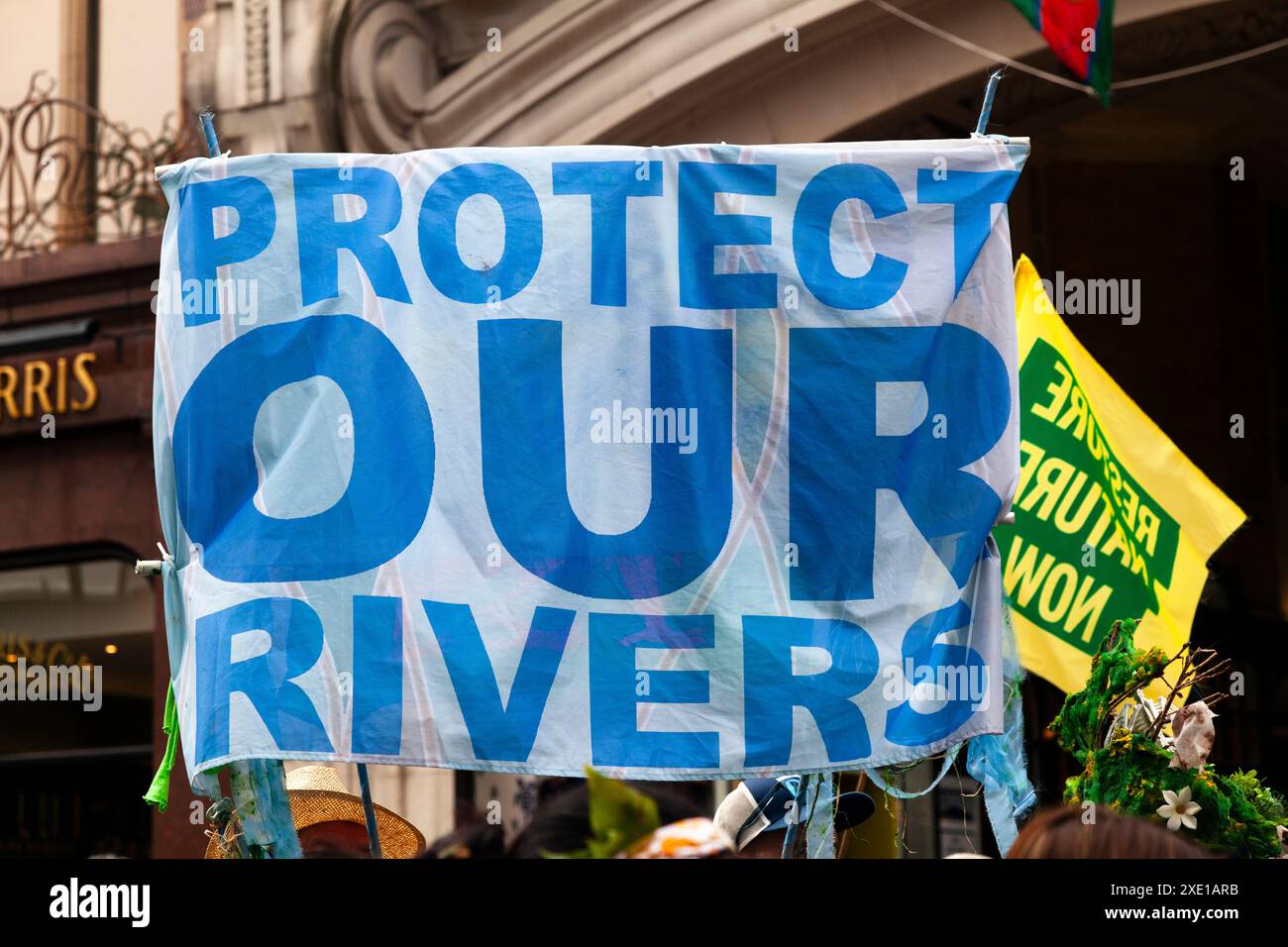 Placard, 'Protect Our Rivers' at the Restore Nature Now march, London ...