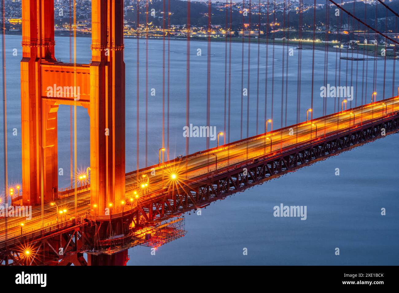 Detail of the Golden Gate Bridge in San Francisco at dawn Stock Photo ...