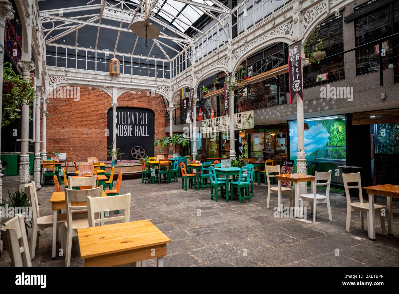 Cafe in the atrium of the Steinvorth Music Hall , San Jose, Costa, Rica ...