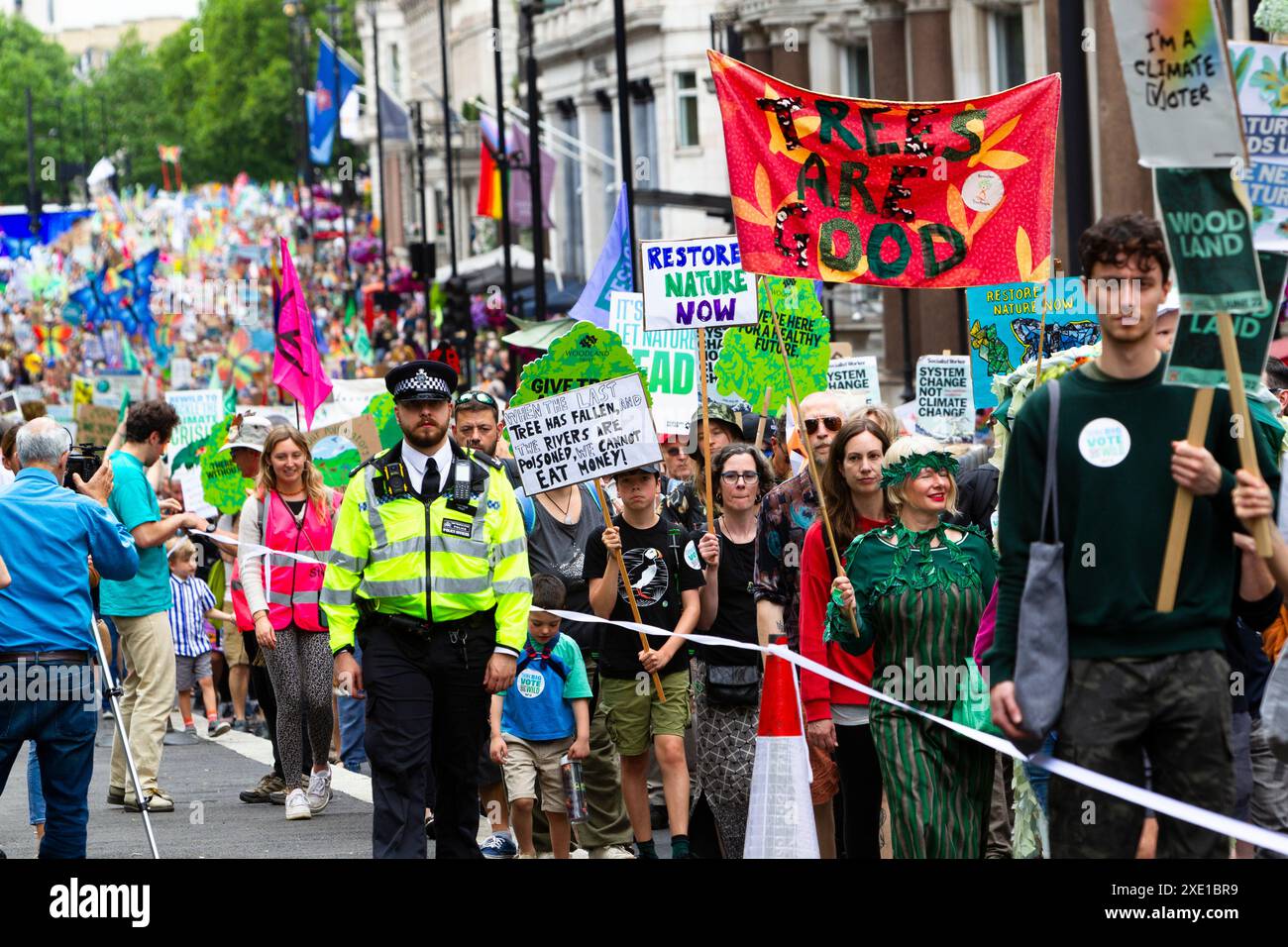 The Restore Nature Now march, on Piccadilly, a peaceful protest having ...