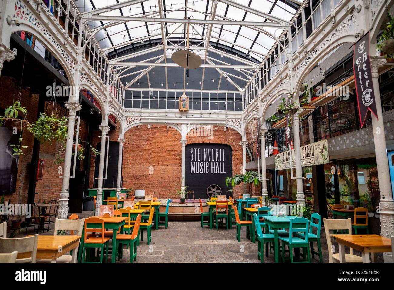 Cafe in the atrium of the Steinvorth Music Hall , San Jose, Costa, Rica ...