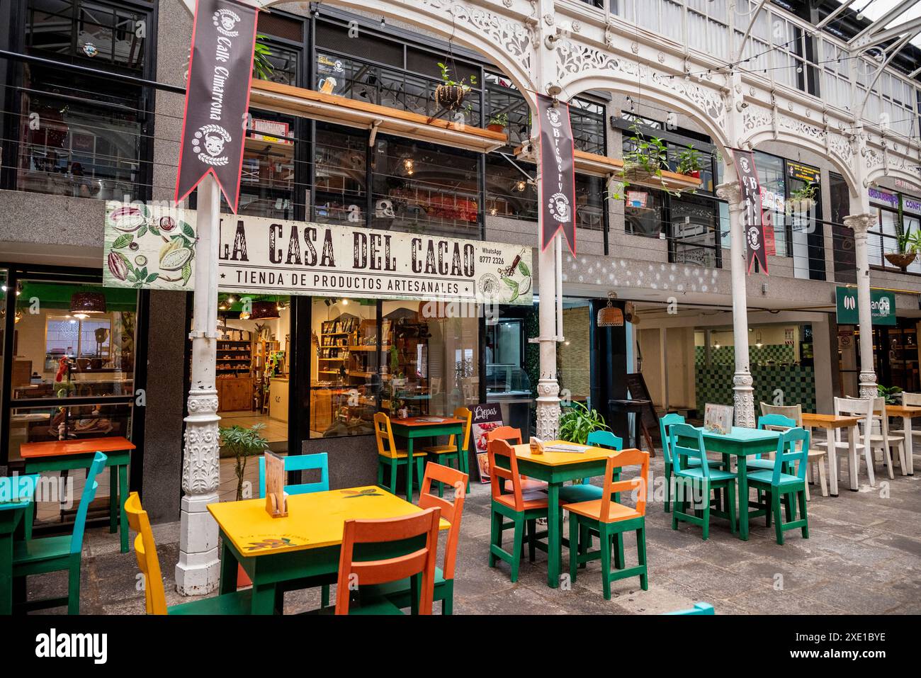 Cafe in the atrium of the Steinvorth Music Hall , San Jose, Costa, Rica ...