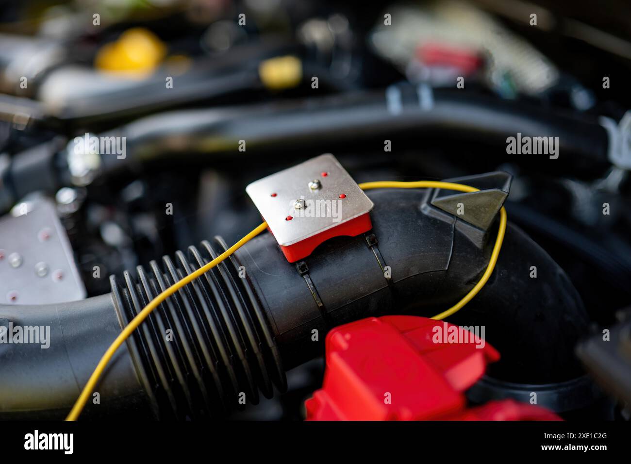 A car engine with hoses Stock Photo - Alamy