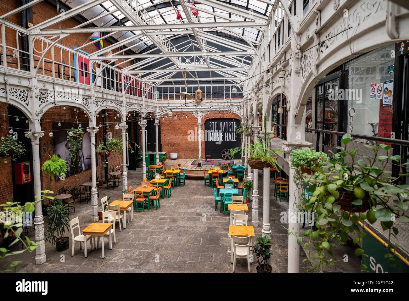 Cafe in the atrium of the Steinvorth Music Hall , San Jose, Costa, Rica ...