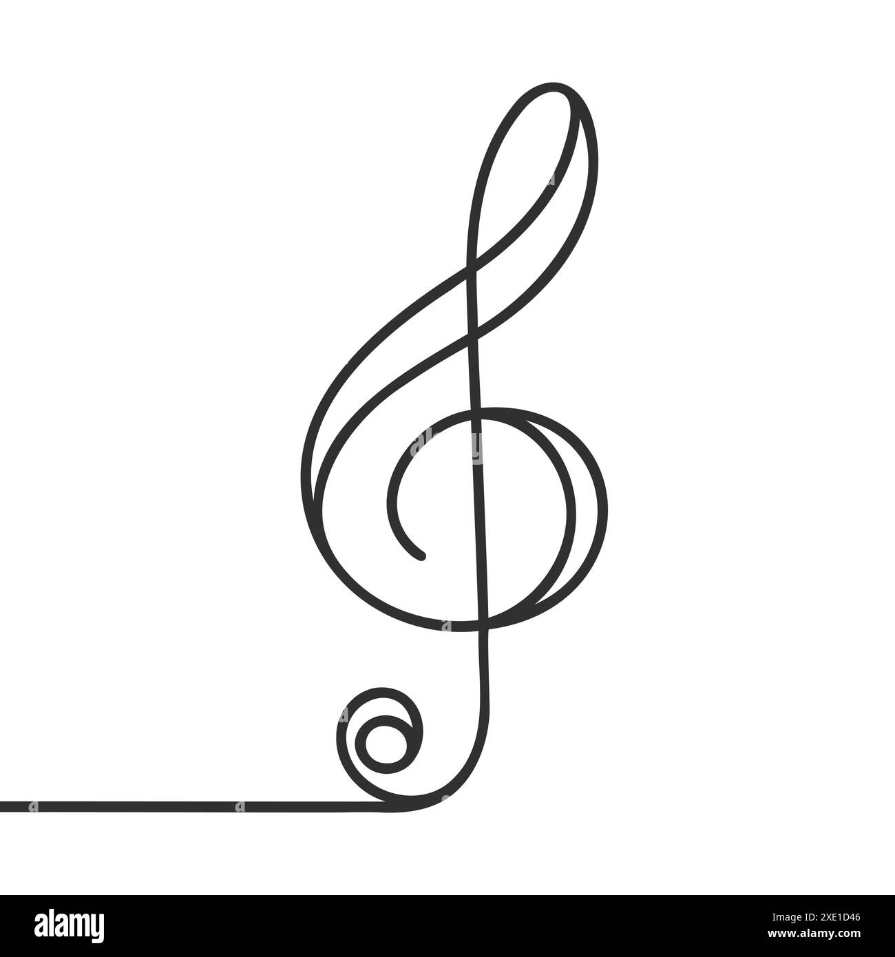 Continuous music line art note vector sketch illustration. Abstract ...