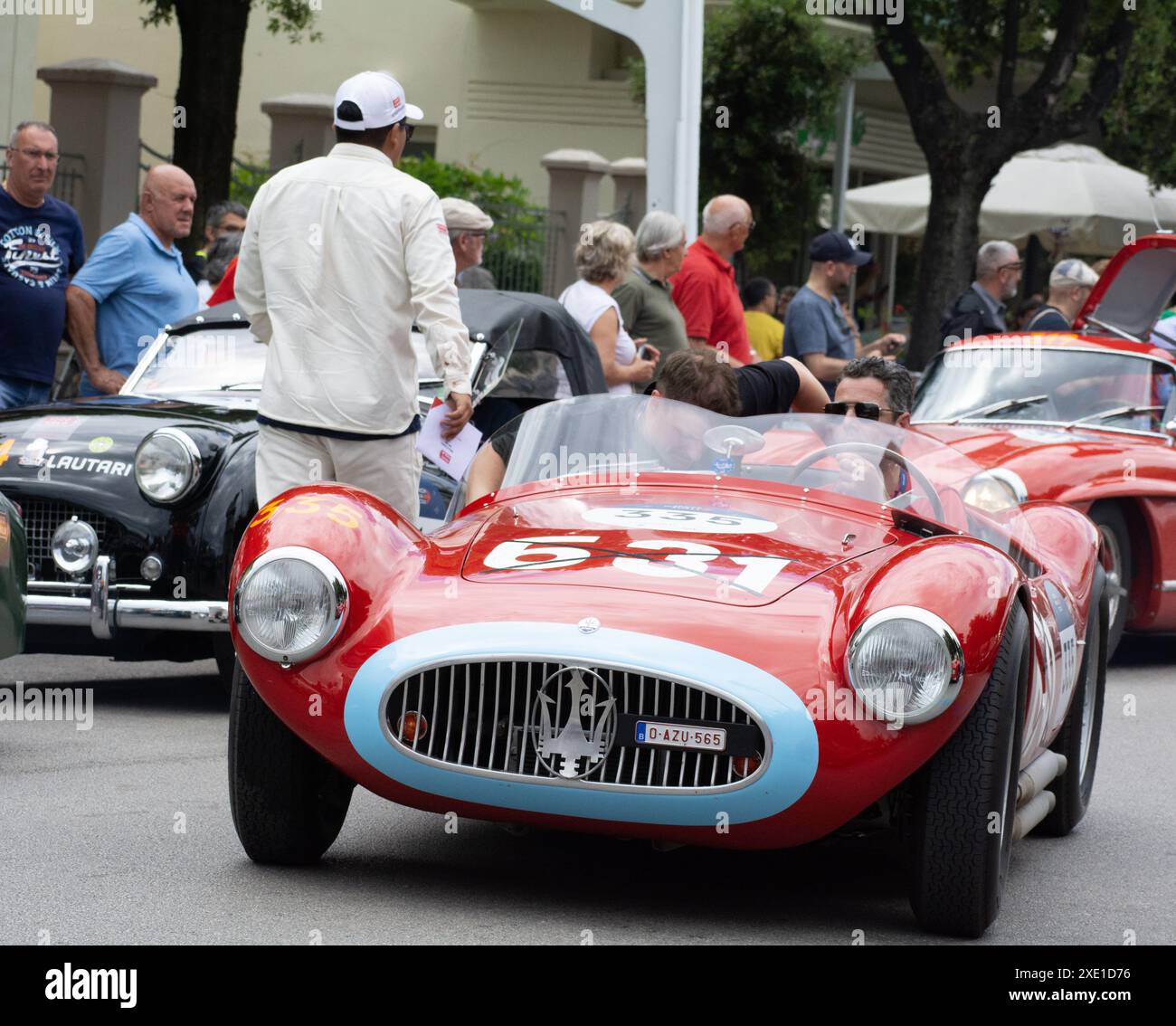 MASERATI A6 GCS 53 FANTUZZI 1955 on an old racing car in rally Mille ...