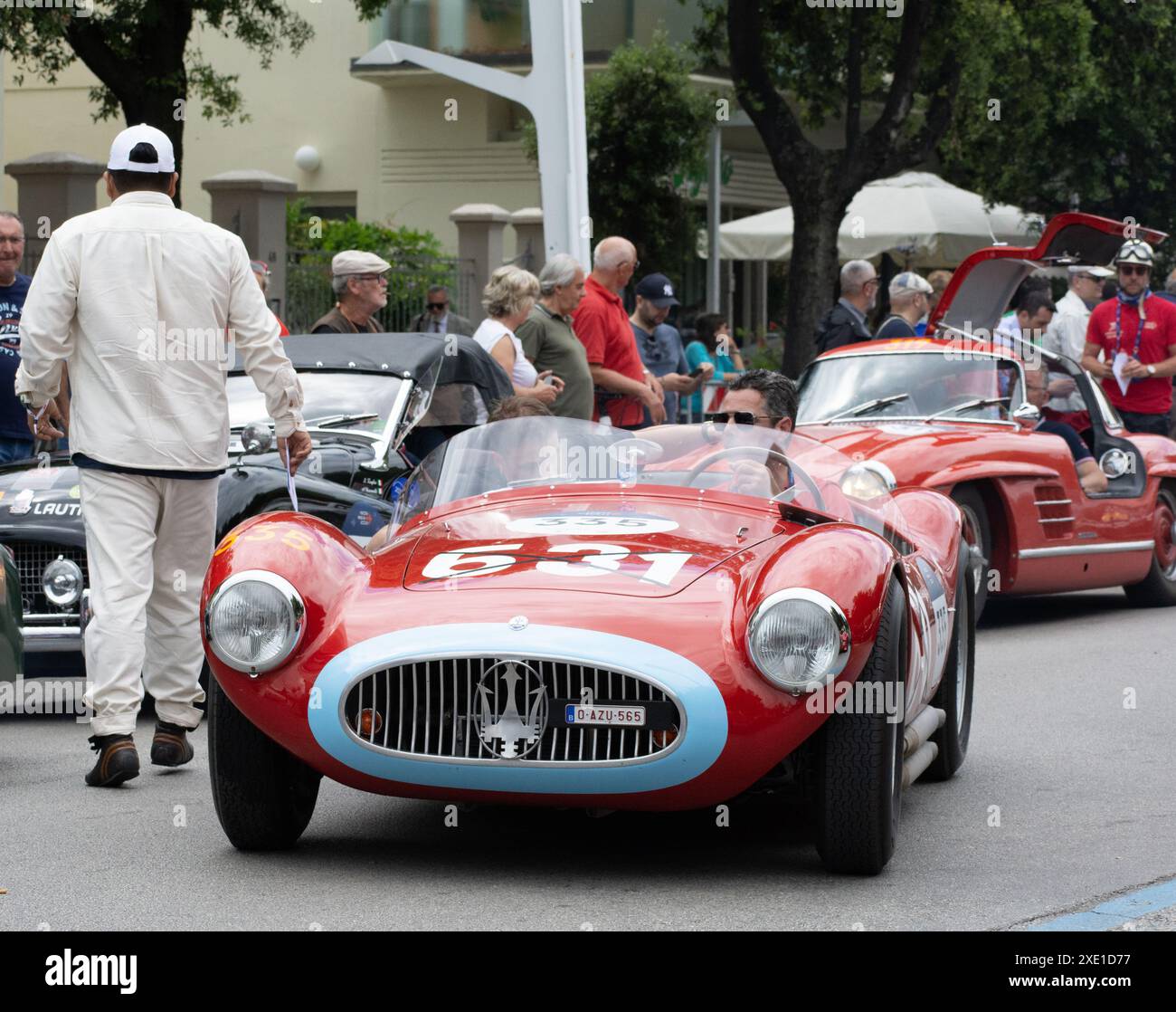 MASERATI A6 GCS 53 FANTUZZI 1955 on an old racing car in rally Mille ...