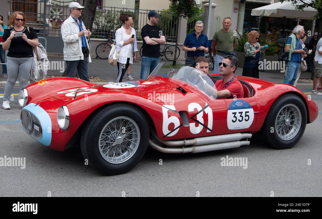 MASERATI A6 GCS 53 FANTUZZI 1955 on an old racing car in rally Mille ...