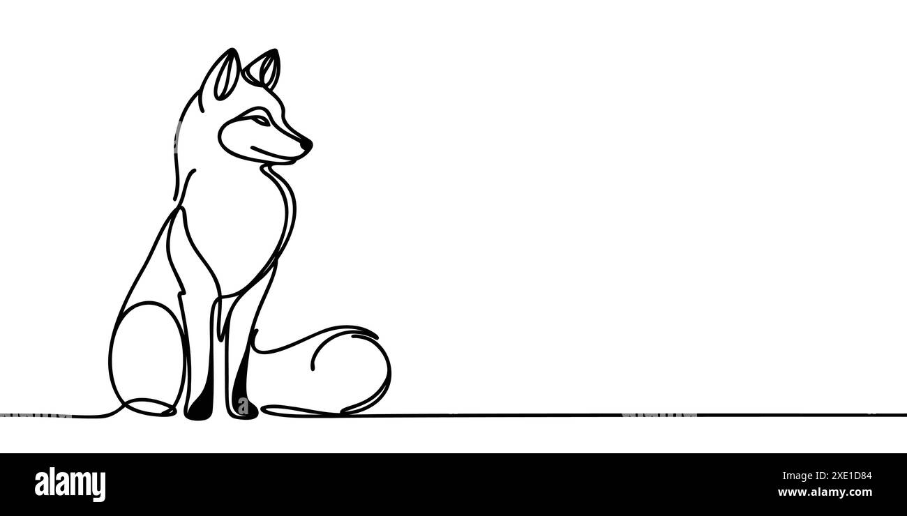 Fox continuous one line drawing vector illustration Stock Vector Image ...