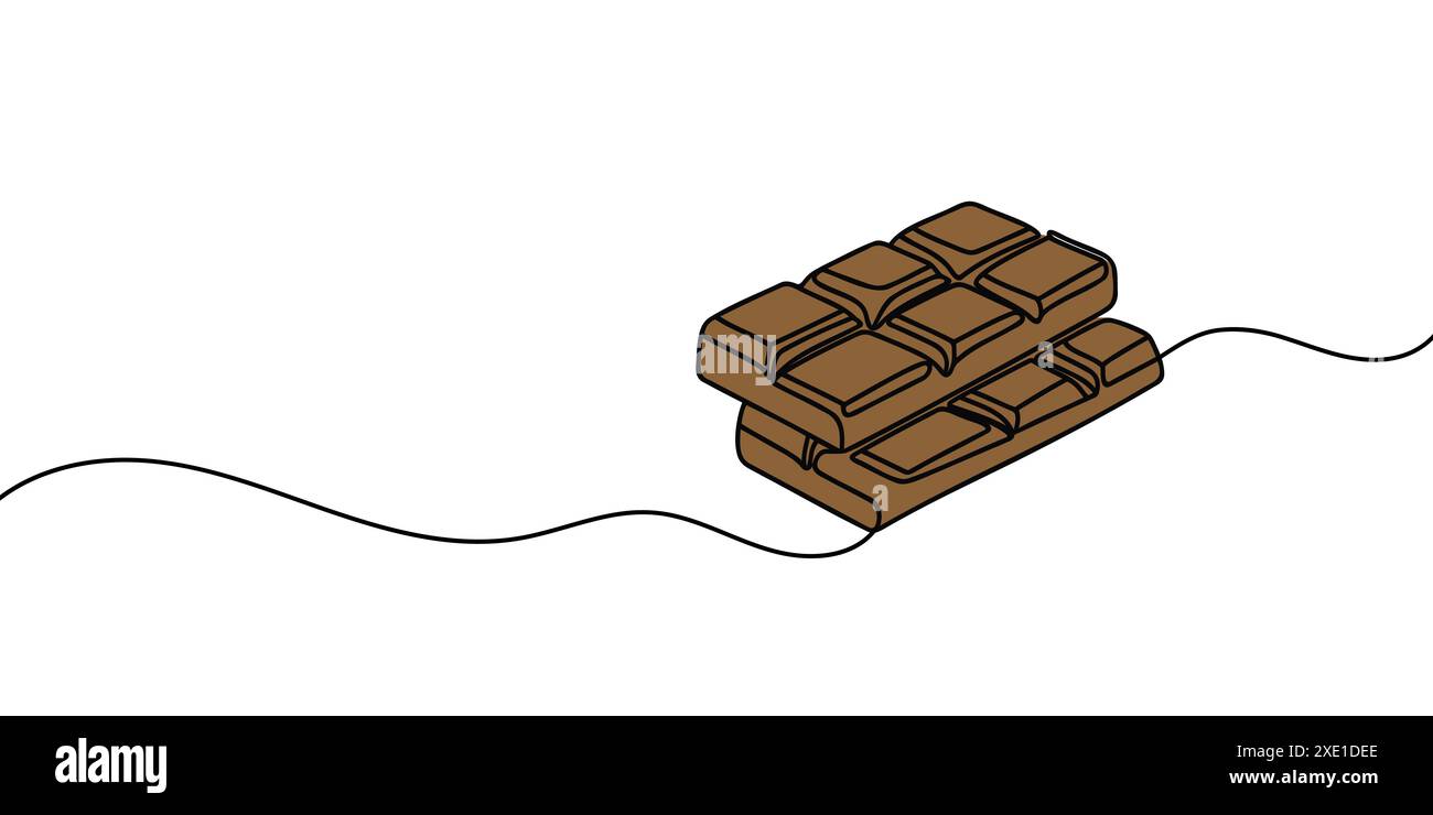 Continuous one line drawing of chocolate bar, Sweet candy hand drawn ...