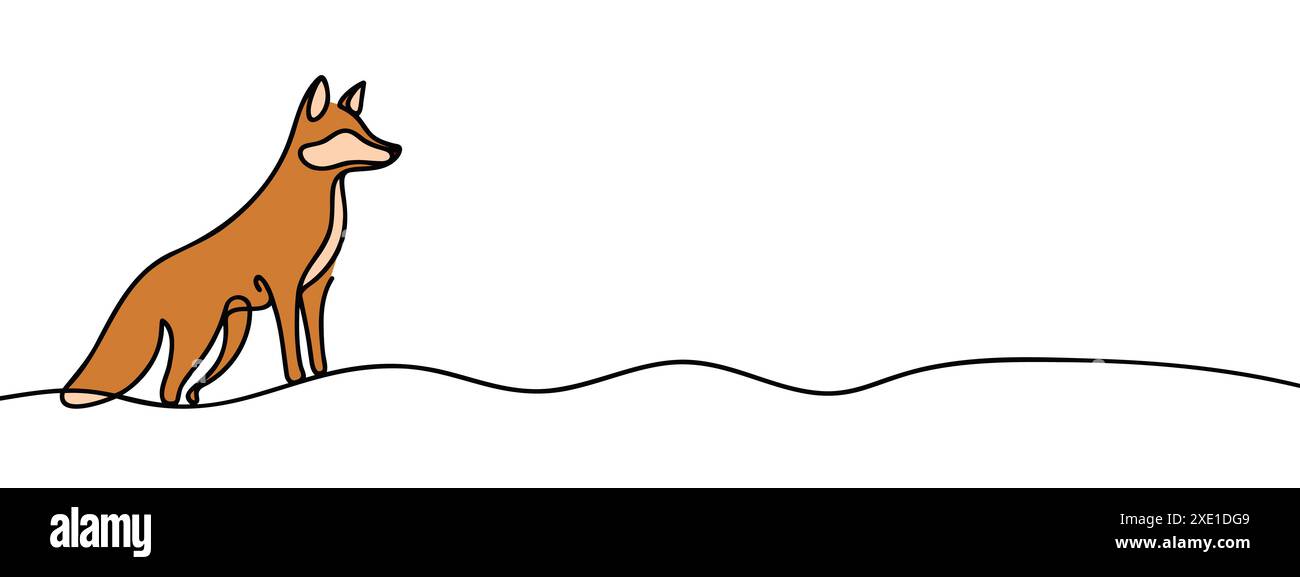 Fox continuous one line drawing vector illustration Stock Vector Image ...