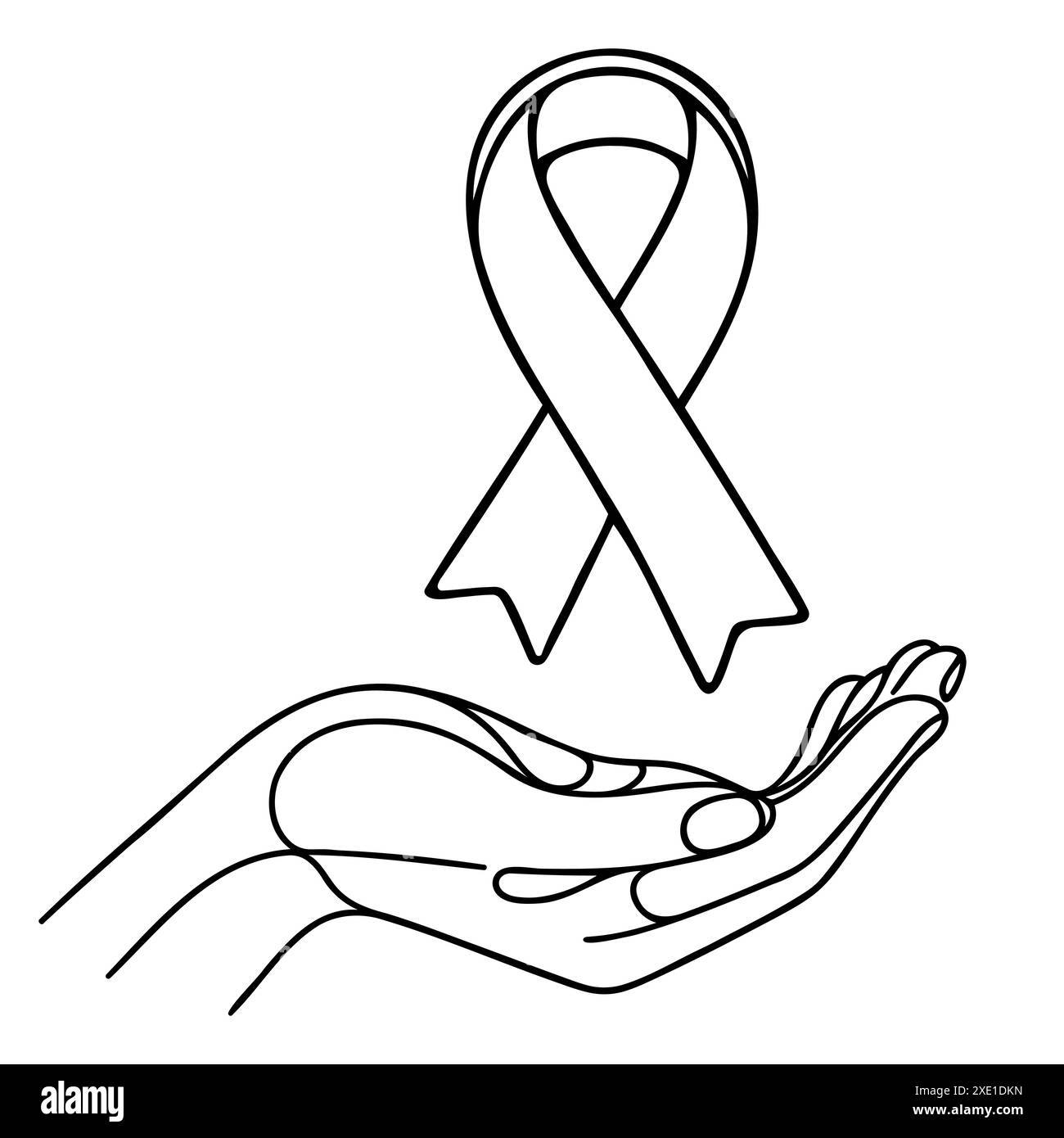 Human hand showing ribbon Black and White Stock Photos & Images - Alamy