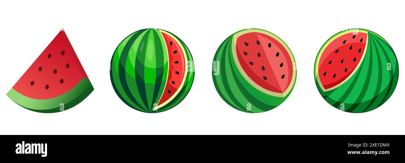 Ripe realistic whole watermelon Stock Vector Images - Alamy