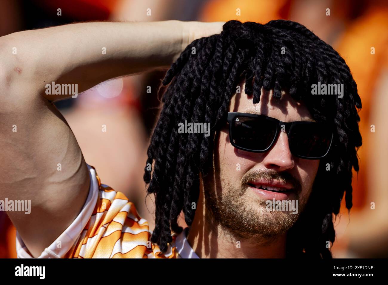 BERLIN - Fans wearing a Ruud Gullit wig during the UEFA EURO 2024 group ...