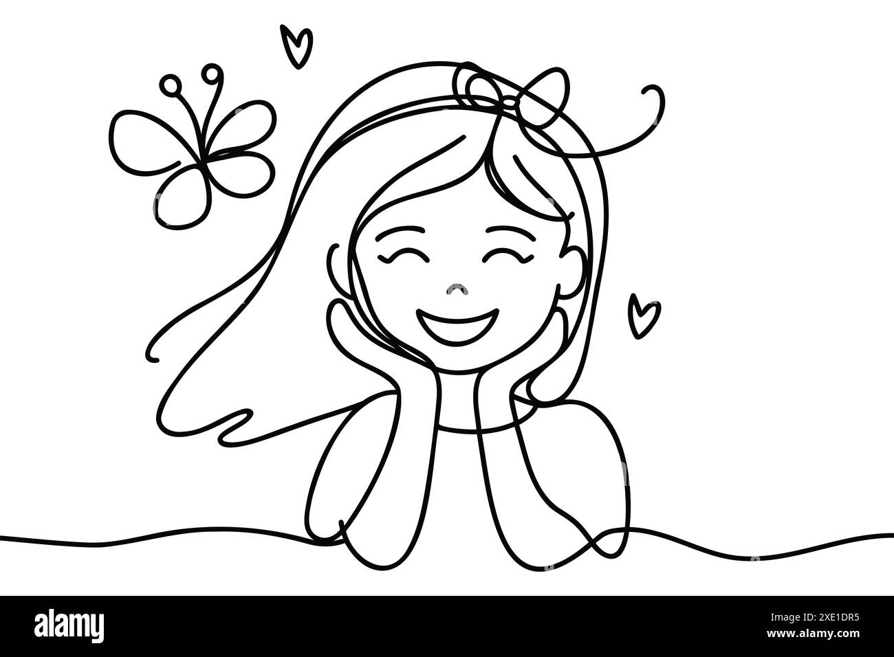 Continuous one line drawing. Happy kid. Vector illustration Stock ...