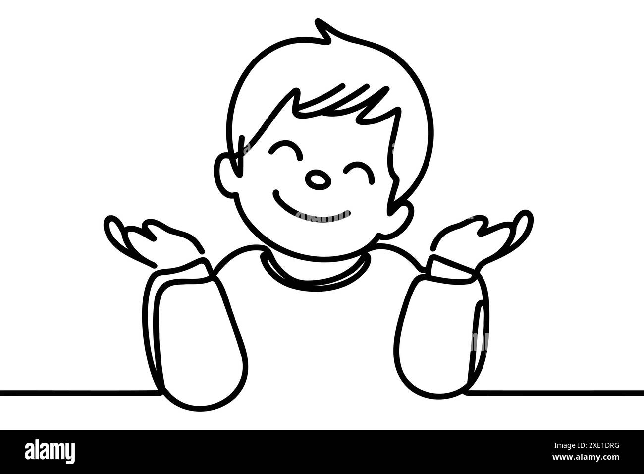 Continuous one line drawing. Happy kid. Vector illustration Stock ...