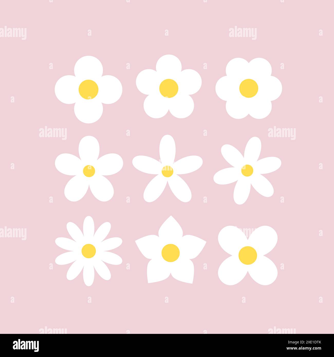 Cute simple flowers, daisies, basic floral shapes silhouettes for ...