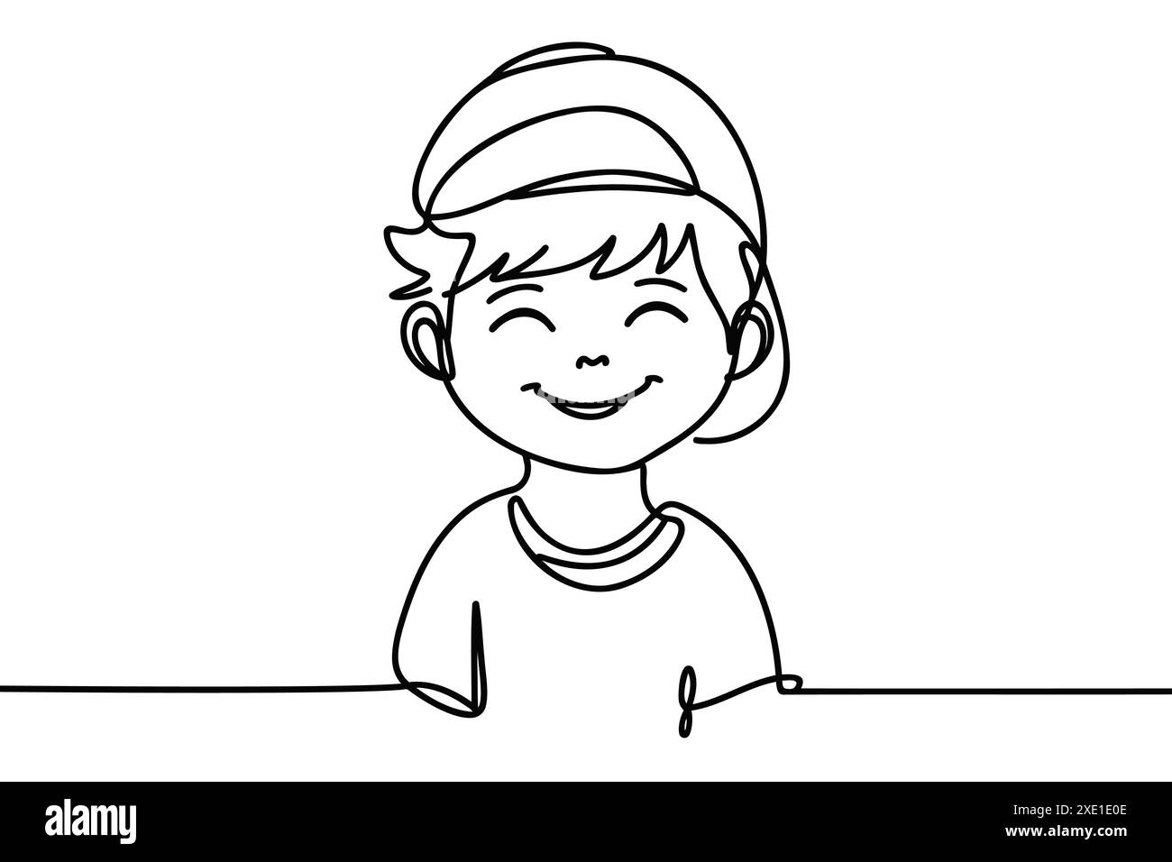 Continuous one line drawing. Happy kid. Vector illustration Stock ...