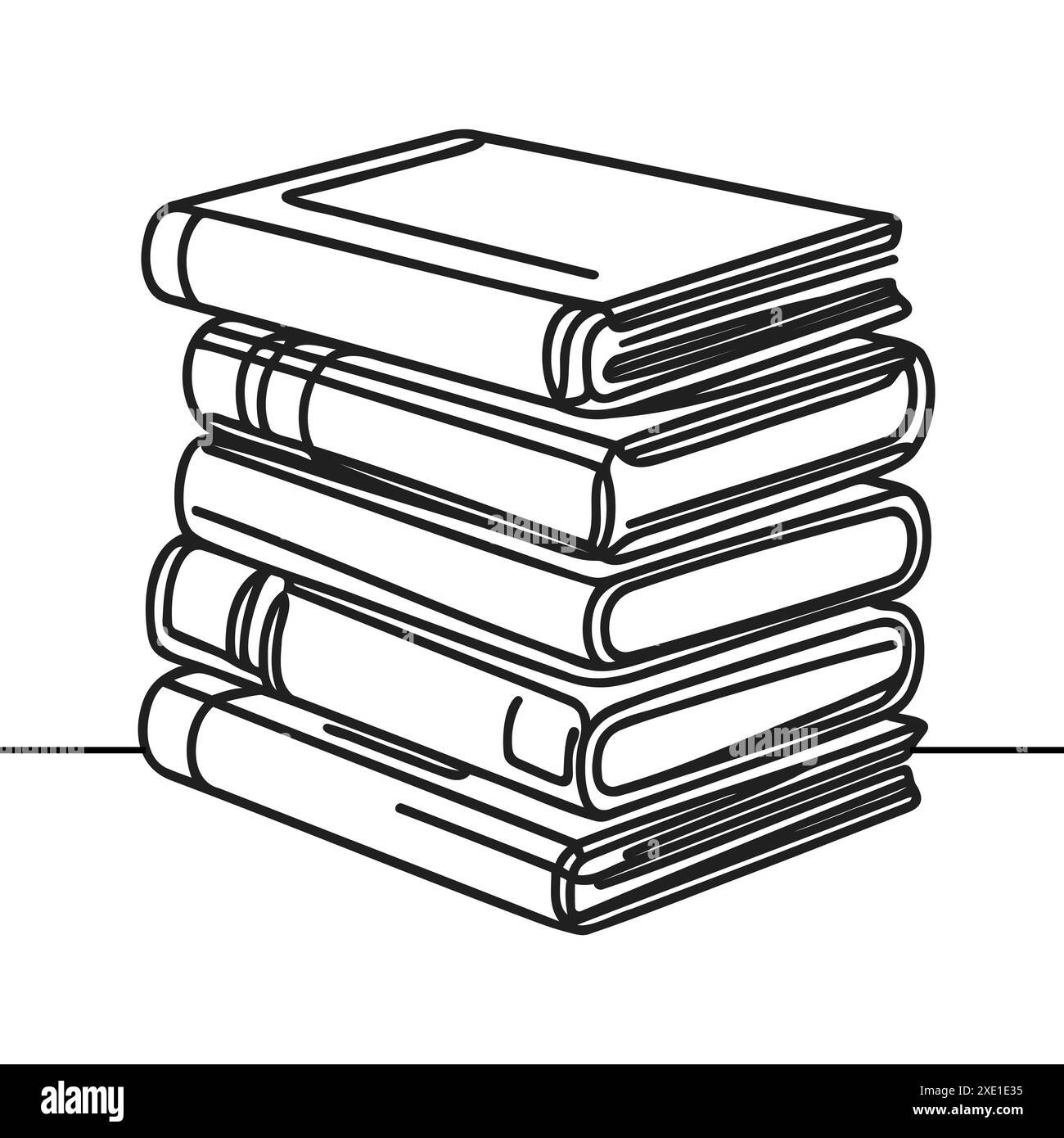Stack of Books Continuous Line Drawing isolated minimalistic style ...