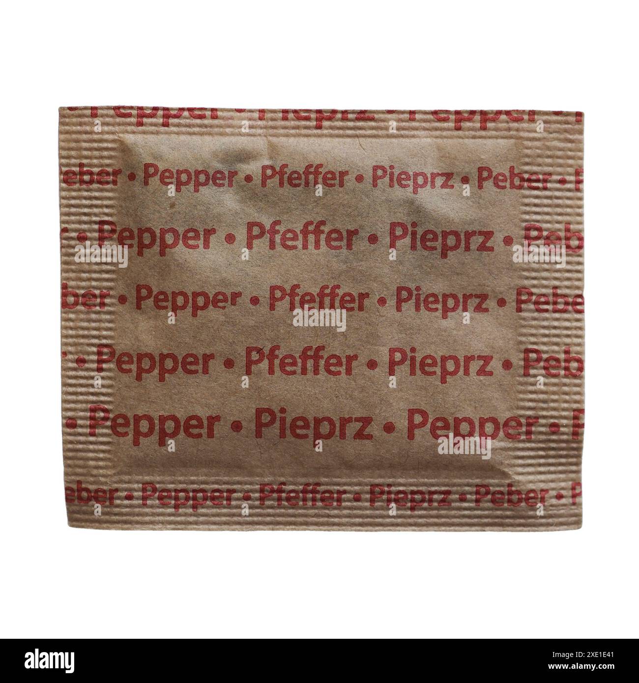 Individual pepper sachet isolated over white Stock Photo - Alamy