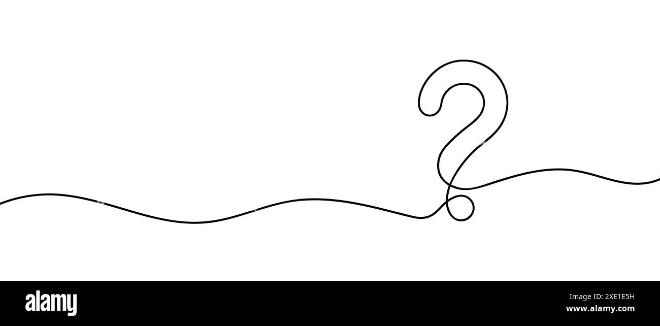 Question mark linear background. One continuous drawing of a question ...