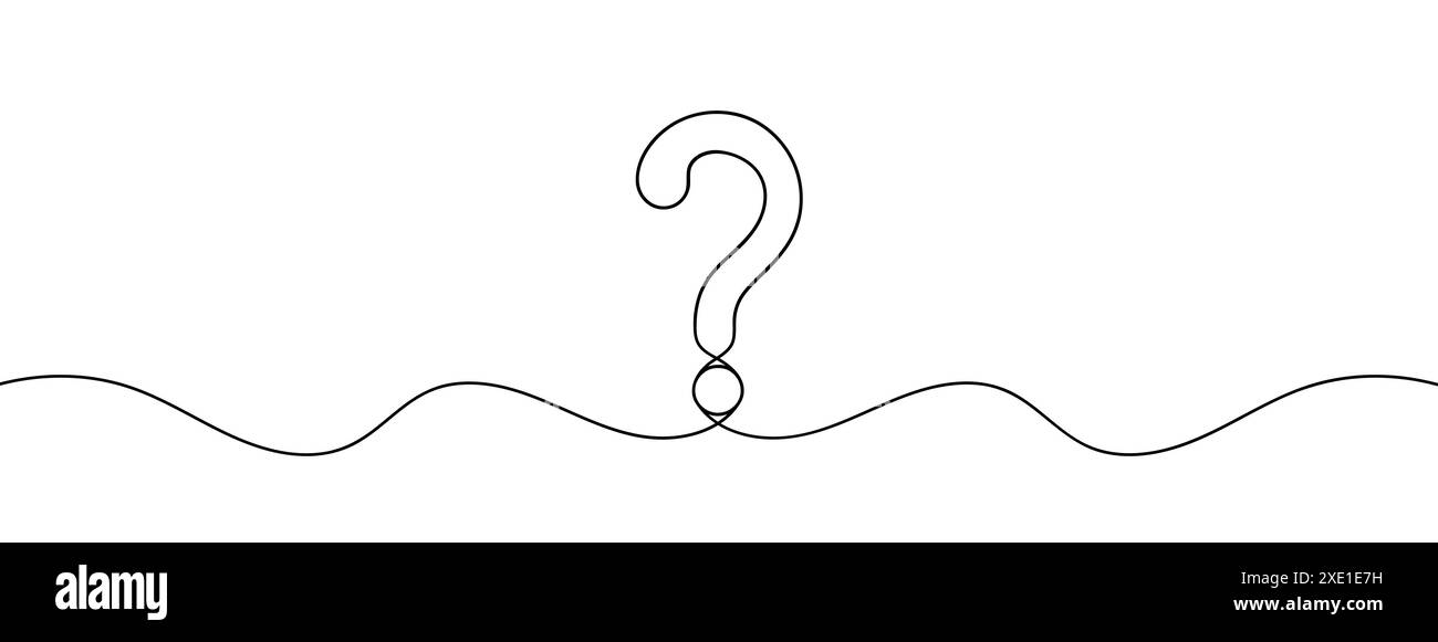 Question mark linear background. One continuous drawing of a question ...