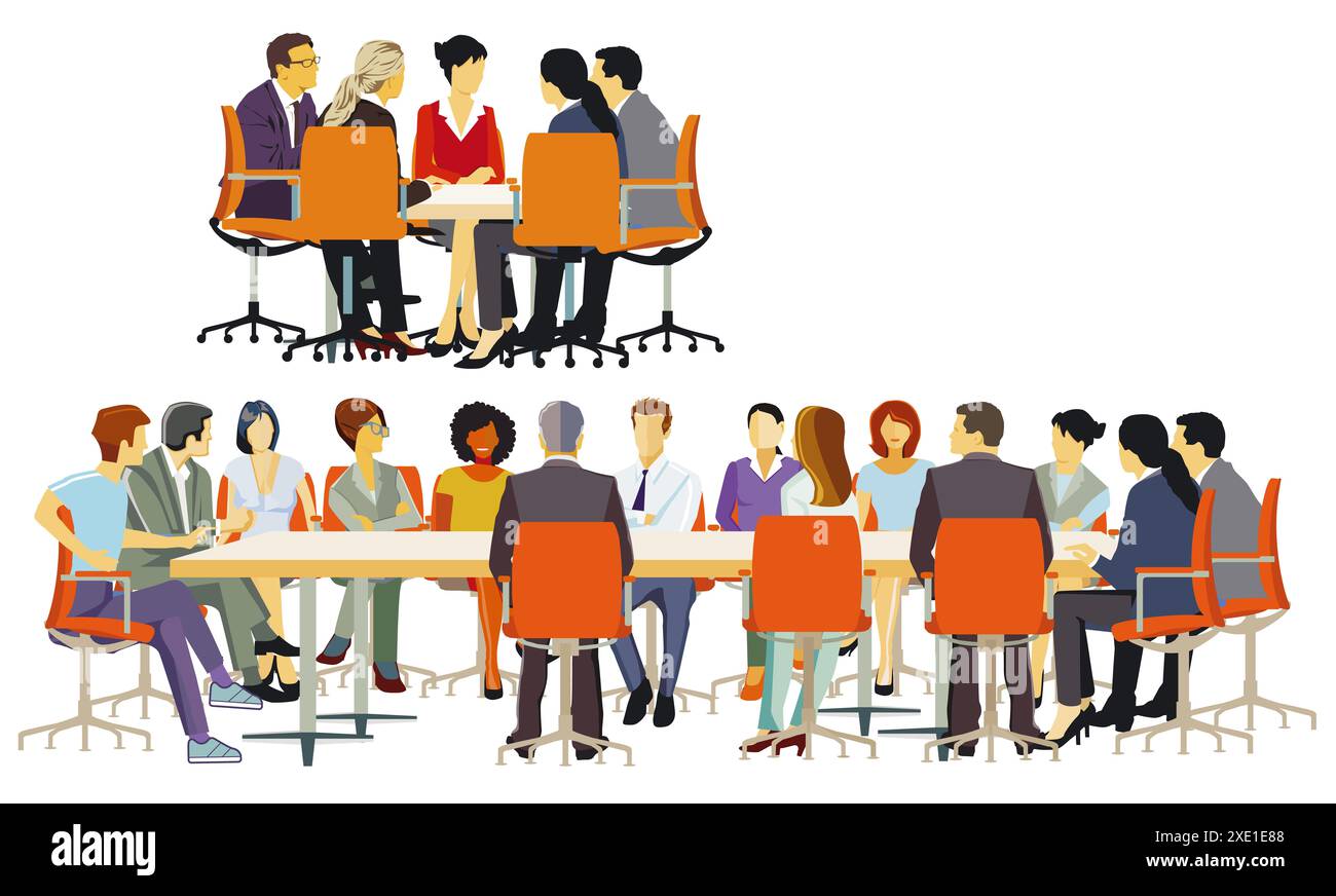 Team meeting, business consultation, illustration isolated on white ...
