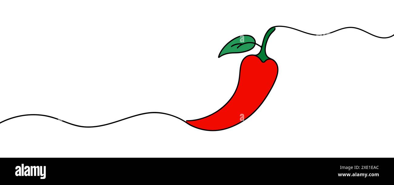 Continuous one line drawing of red chilli Stock Vector Image & Art - Alamy