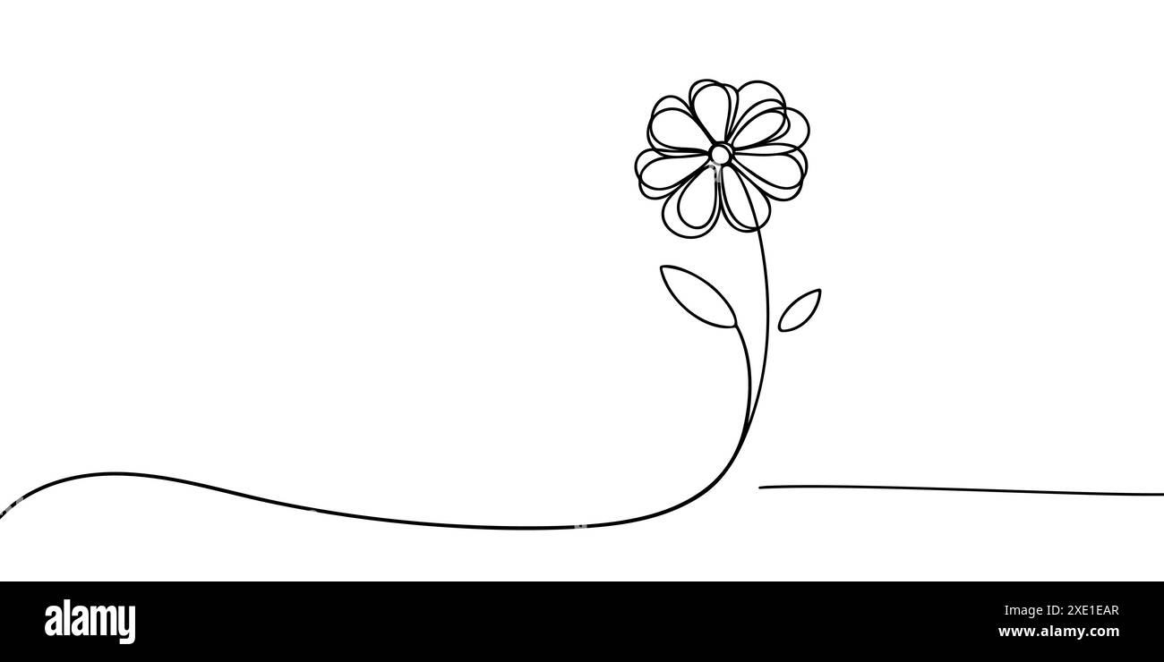 The flower Continuous one line drawing. Vector illustration Stock ...