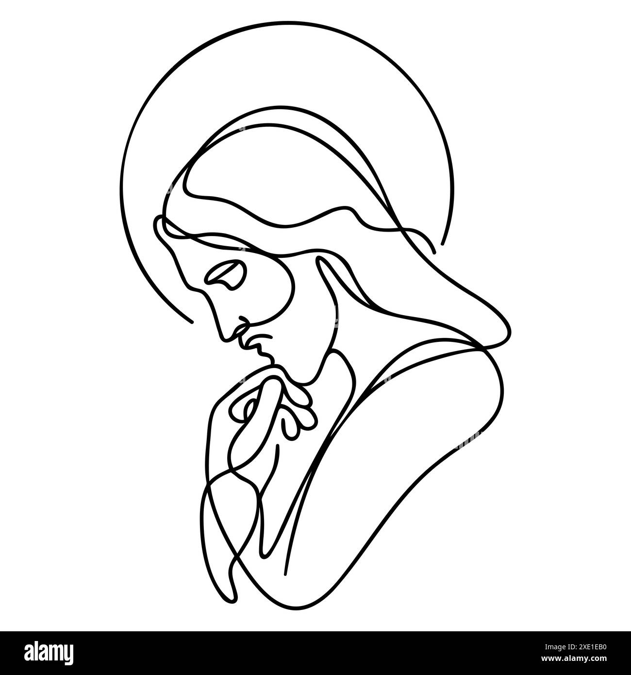 Jesus Christ Continuous one line drawing. Vector illustration Stock ...