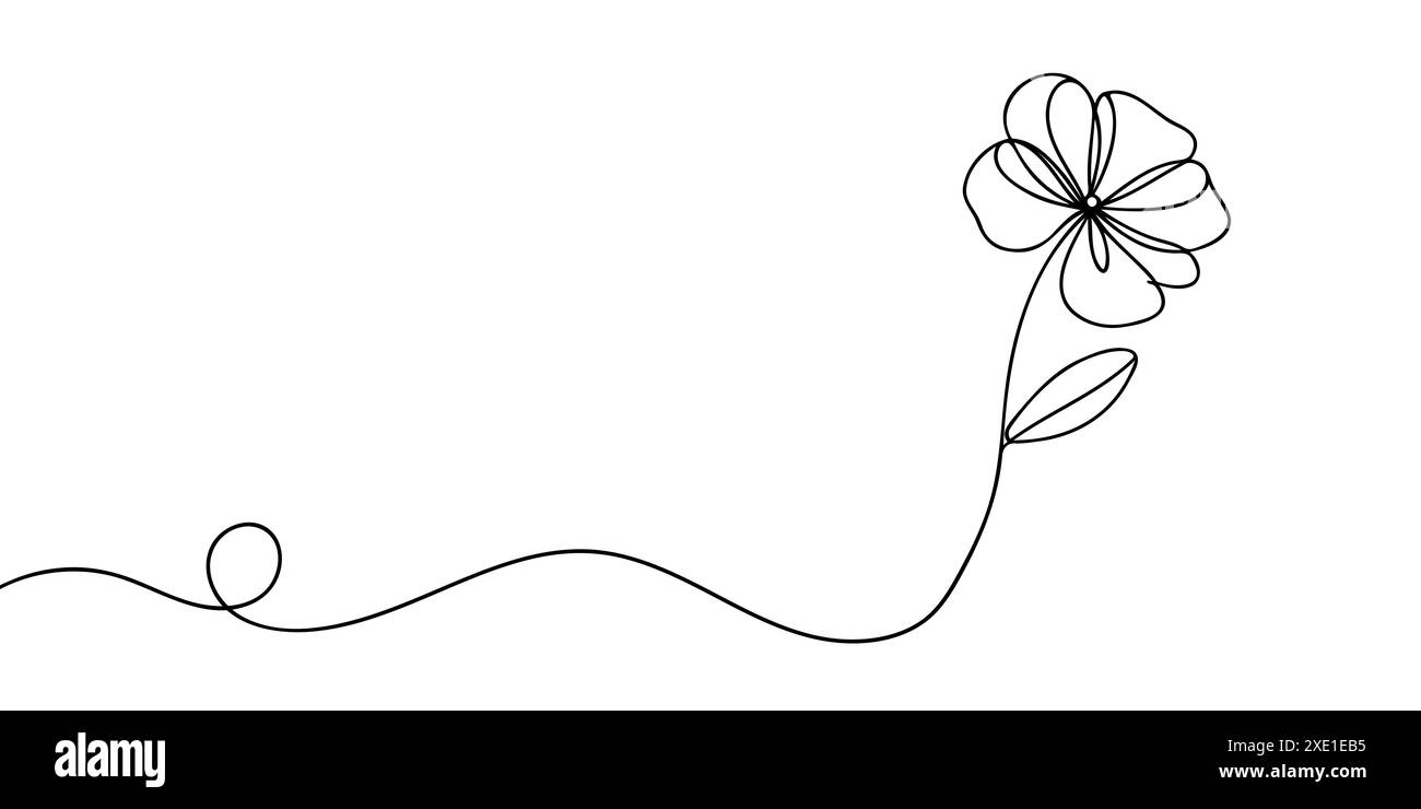 The flower Continuous one line drawing. Vector illustration Stock ...