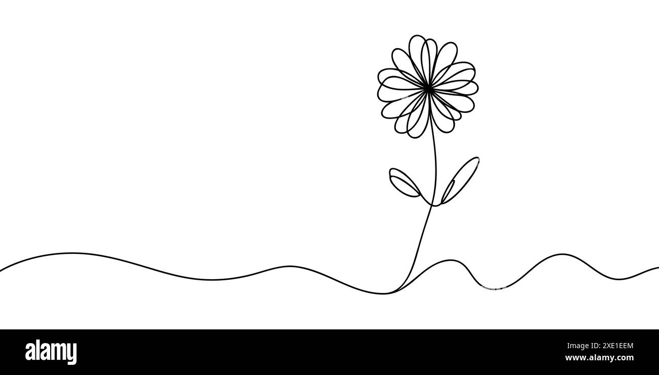 The flower Continuous one line drawing. Vector illustration Stock ...
