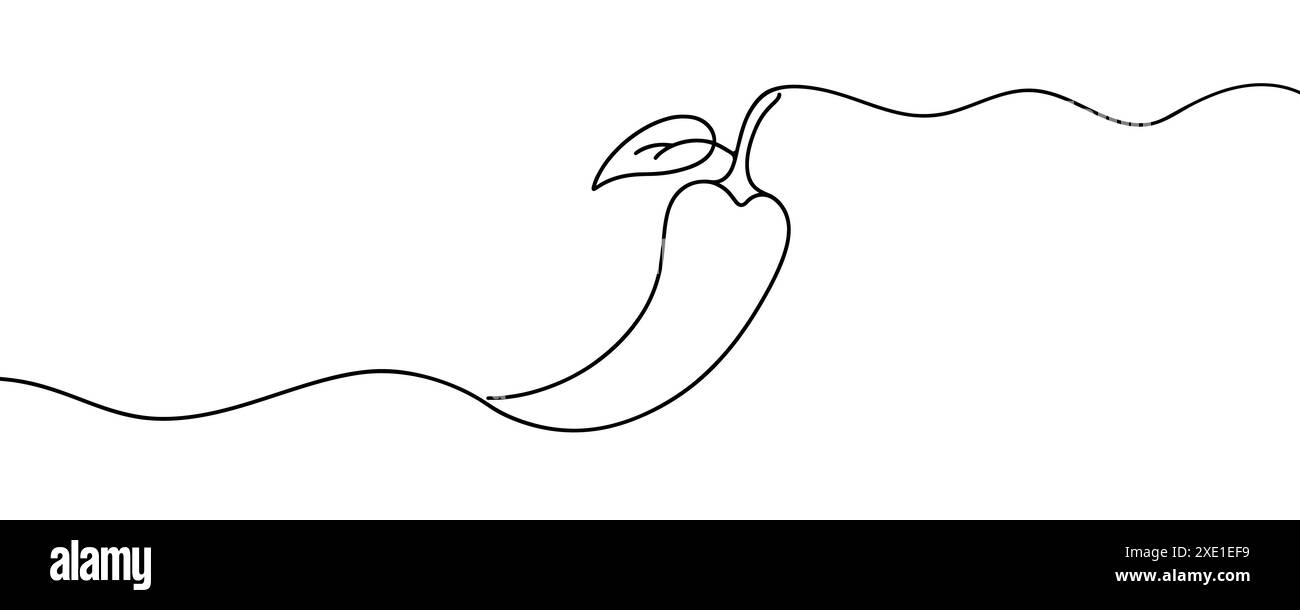 Continuous one line drawing of red chilli Stock Vector Image & Art - Alamy