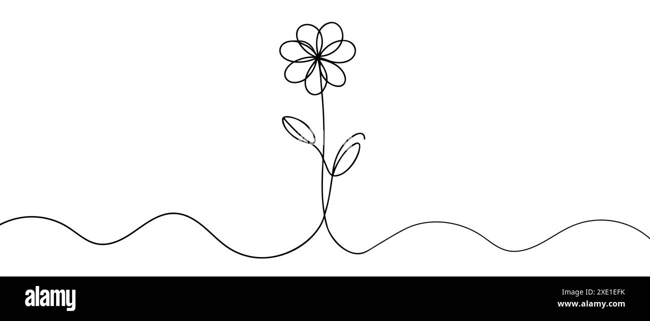 The flower Continuous one line drawing. Vector illustration Stock ...