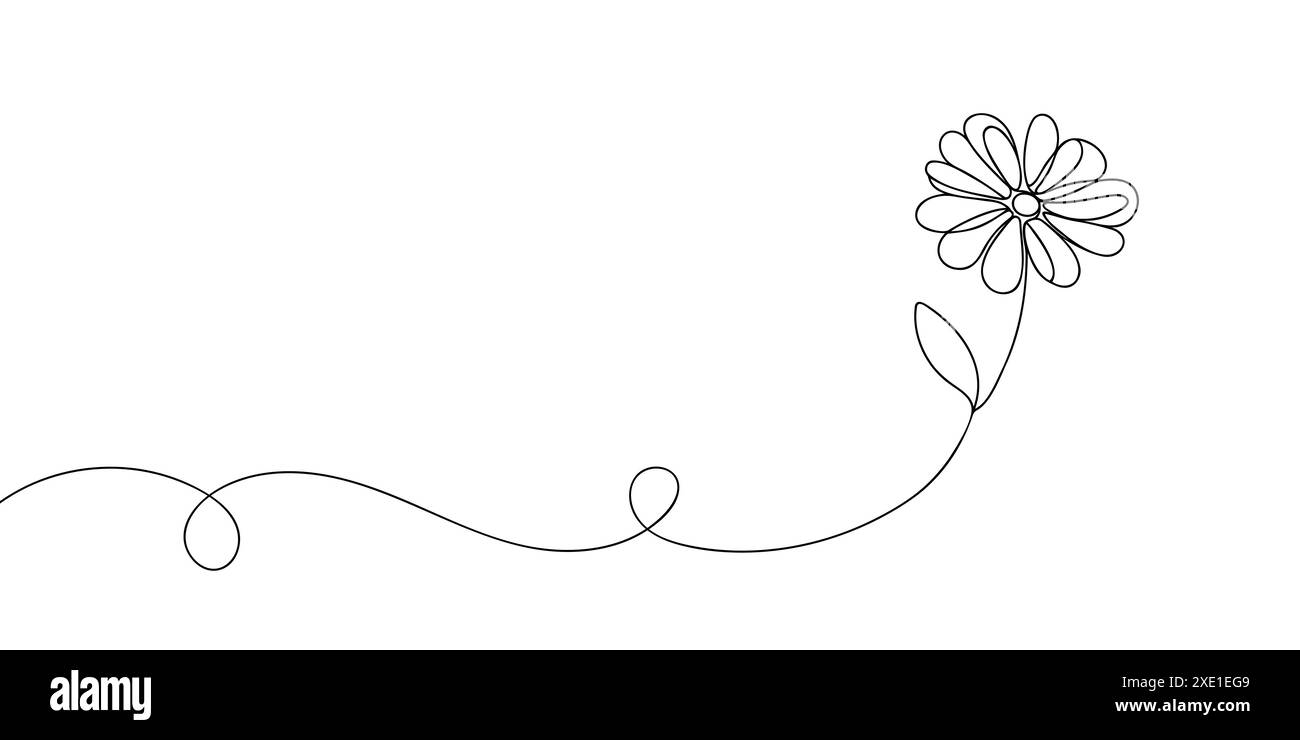 The flower Continuous one line drawing. Vector illustration Stock ...