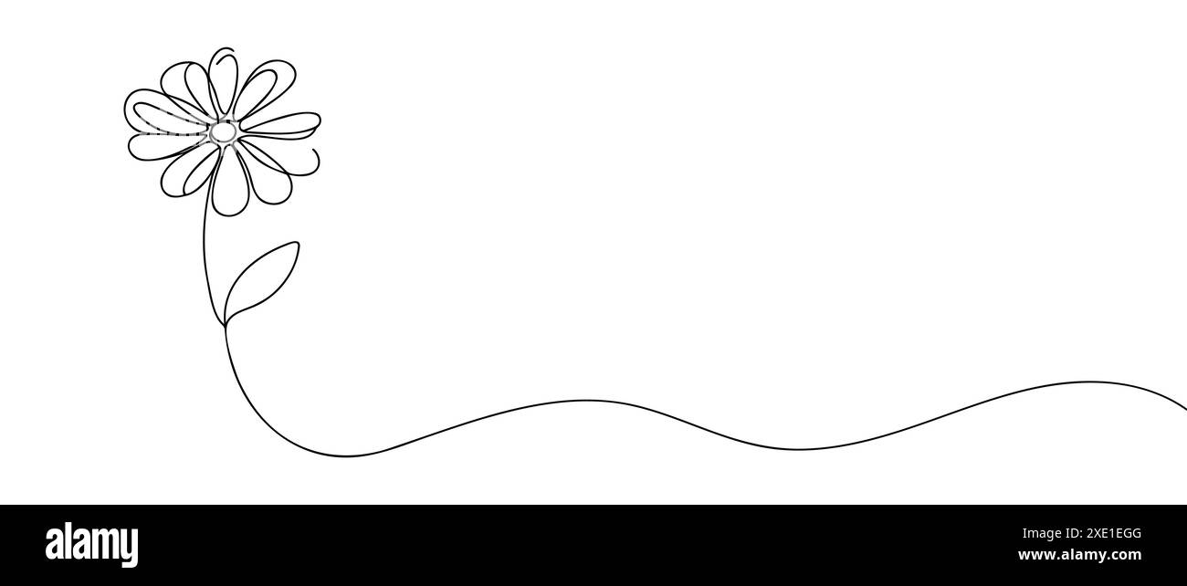 The flower Continuous one line drawing. Vector illustration Stock ...