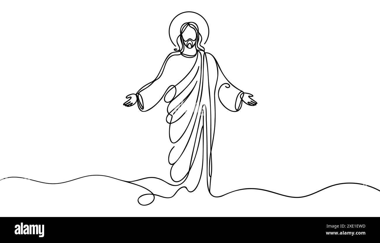 Jesus Christ Continuous one line drawing. Vector illustration Stock ...